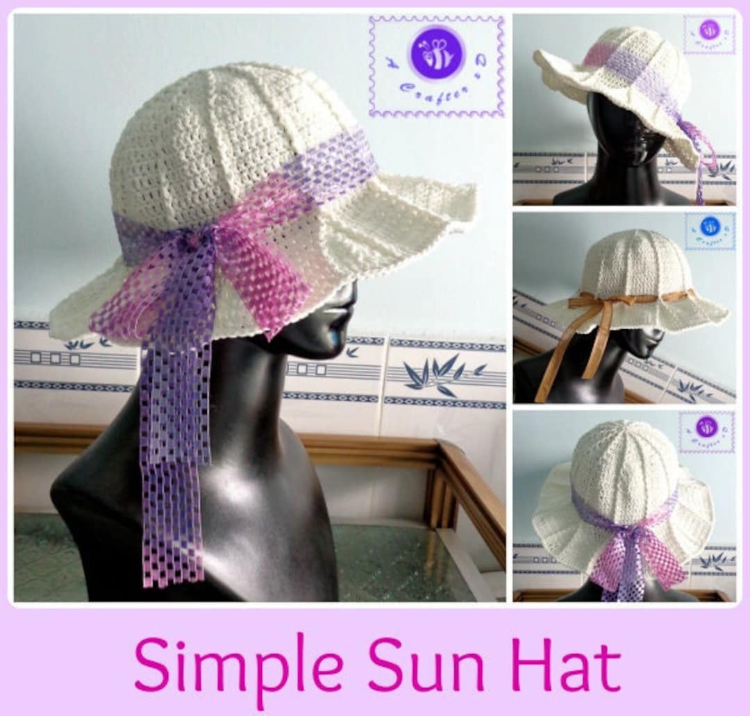 Simple Sun Hat Pdf Crochet Pattern ( Toddler, Teen and Adult Size ) - Etsy
