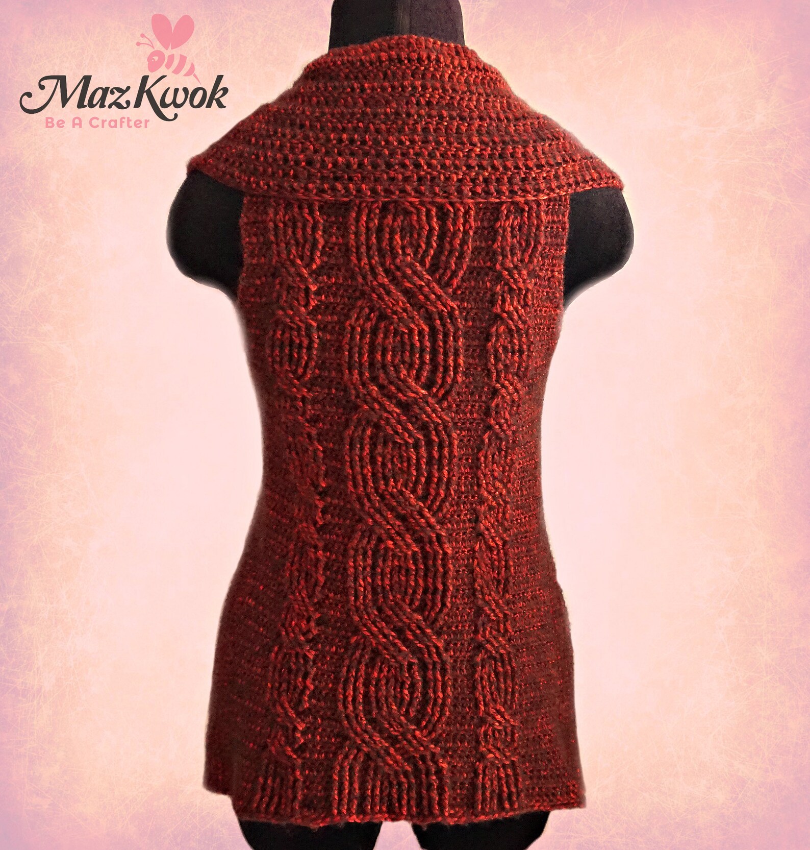 Crimson Collared Vest Pdf Crochet Pattern Size S 3XL - Etsy