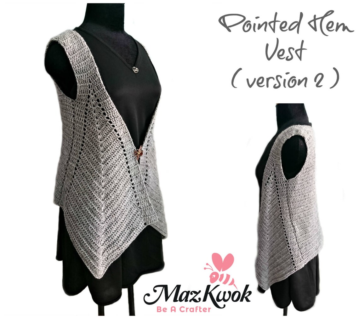 Pointed Hem Vest version 2 Pdf Crochet Pattern Size S - Etsy