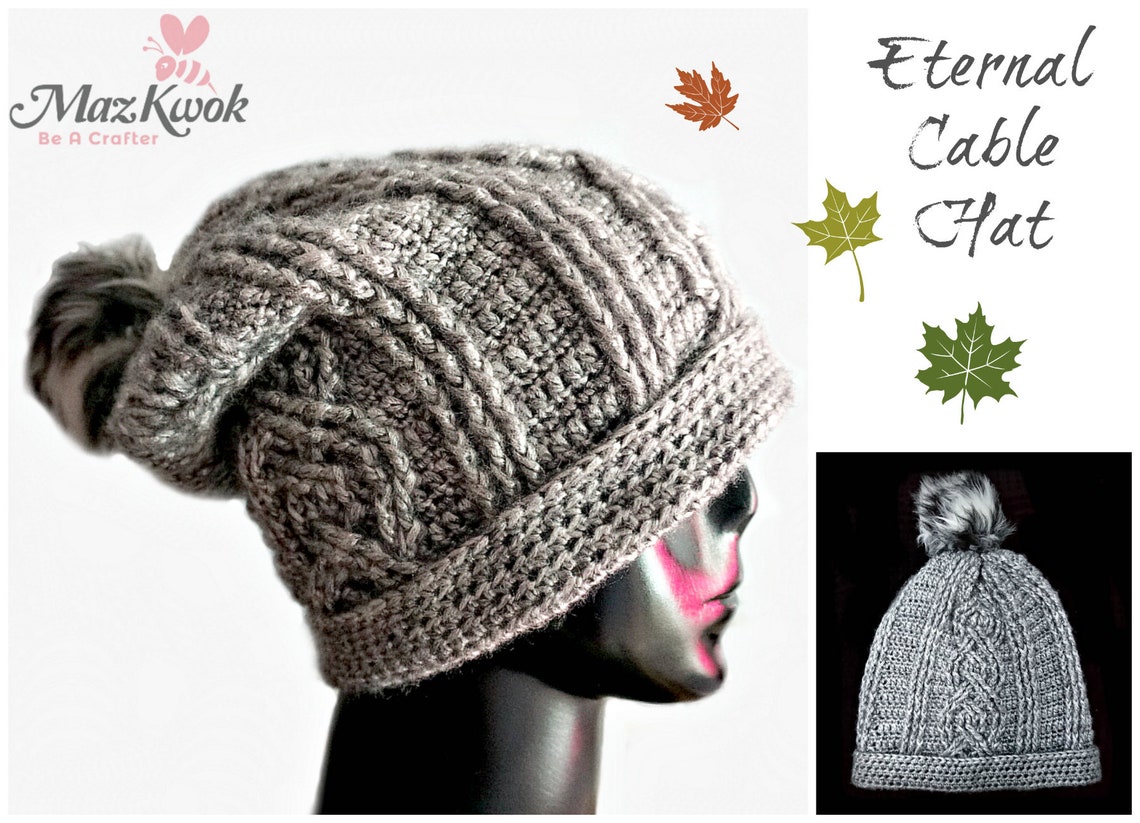 Eternal Cable Hat Pdf Crochet Pattern Adult Size - Etsy