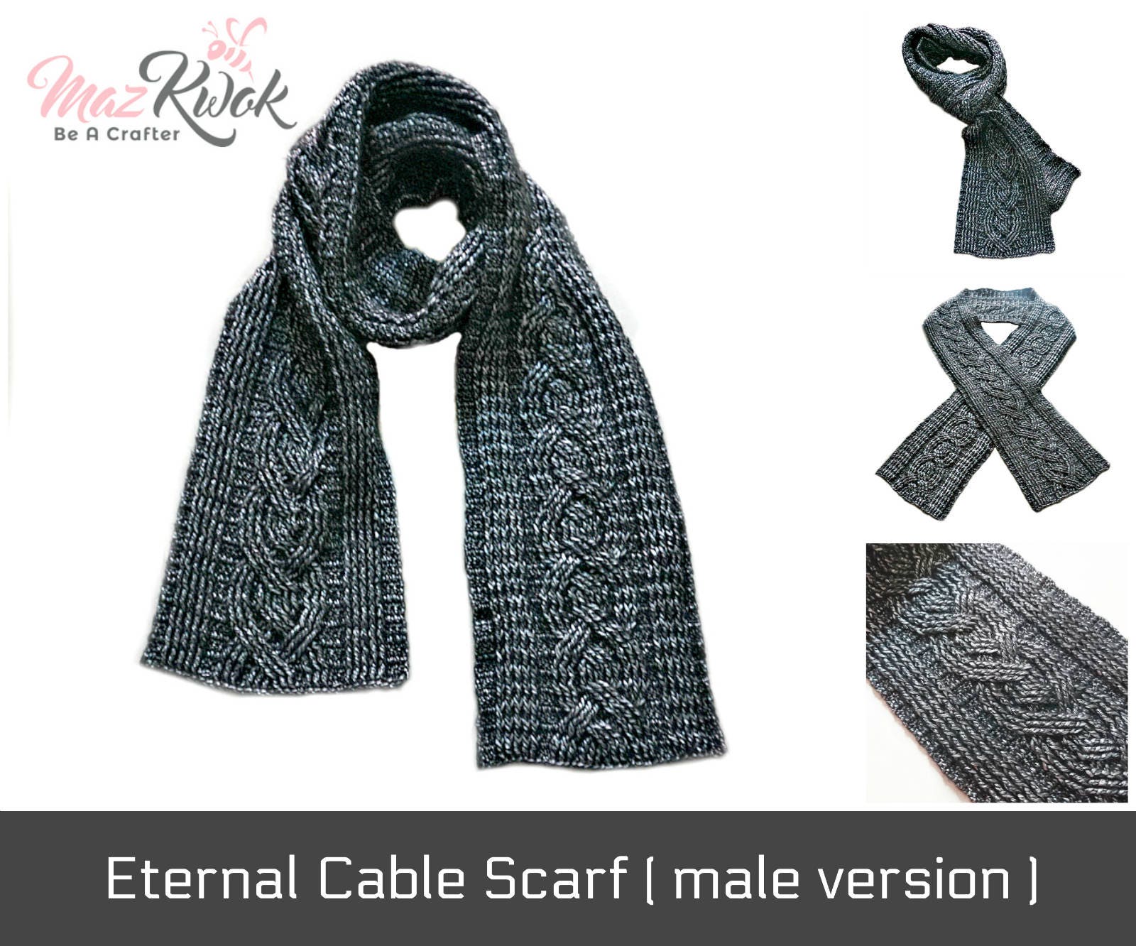 Eternal Cable Scarf Pdf Crochet Pattern ( Male Version ) - Etsy Canada