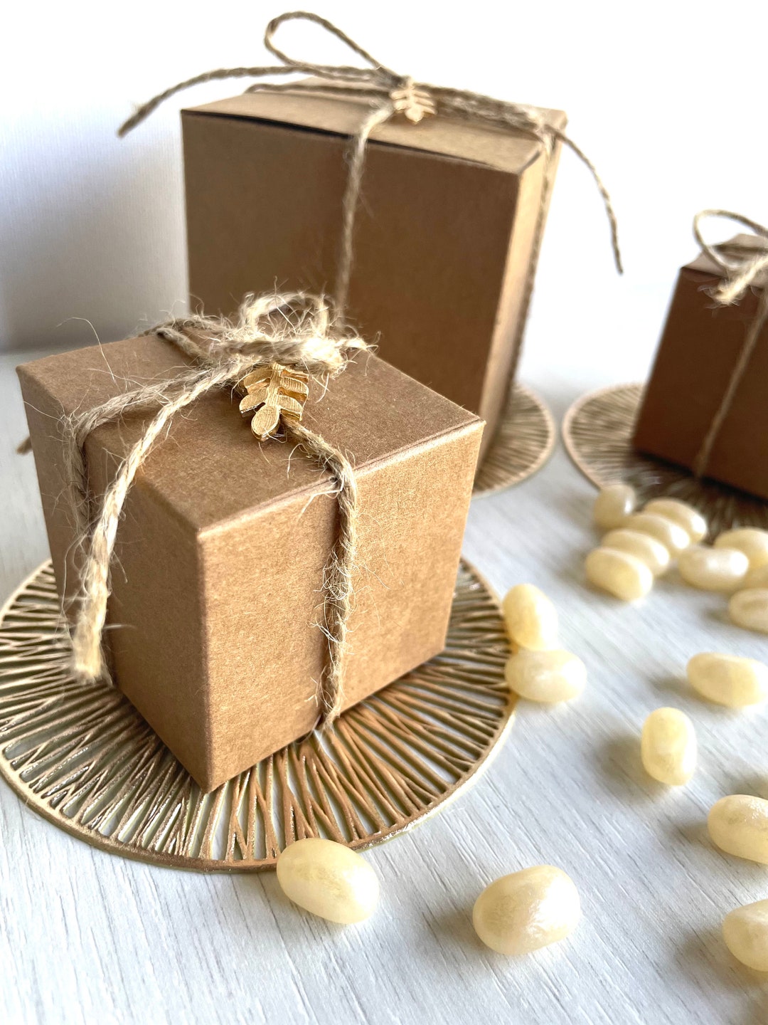 Small Wedding Favor Boxes With Gold Accents, 100% Recyclable Box, Eco ...