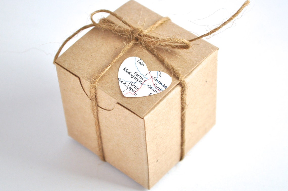 50 Rustic Map Boxes Small Map Favors Travel Themed Favors | Etsy