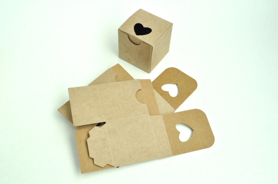 Heart Wedding Favor Boxes, Brown Kraft Favours, Small Favor Boxes, 2x2 ...