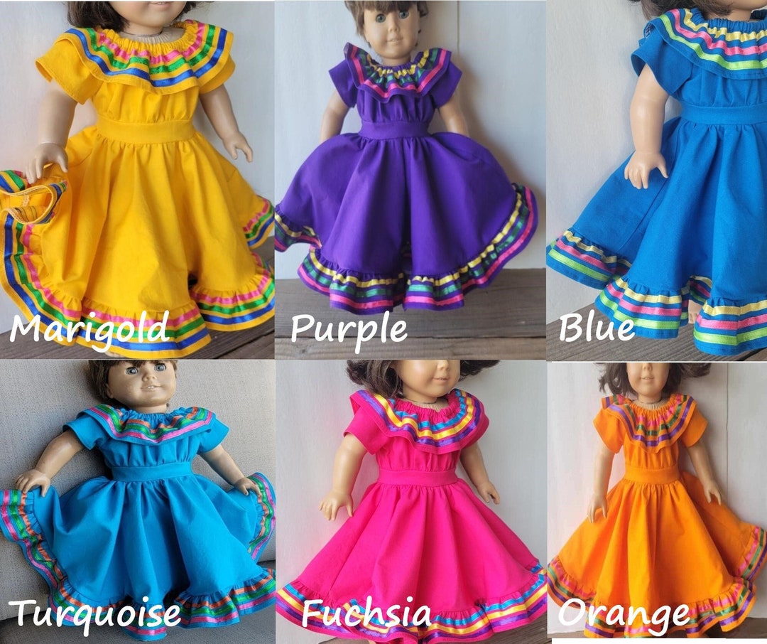 Handmade! Choose From 7 Colors Folklorico Fiesta Hispanic Mexican Dress ...