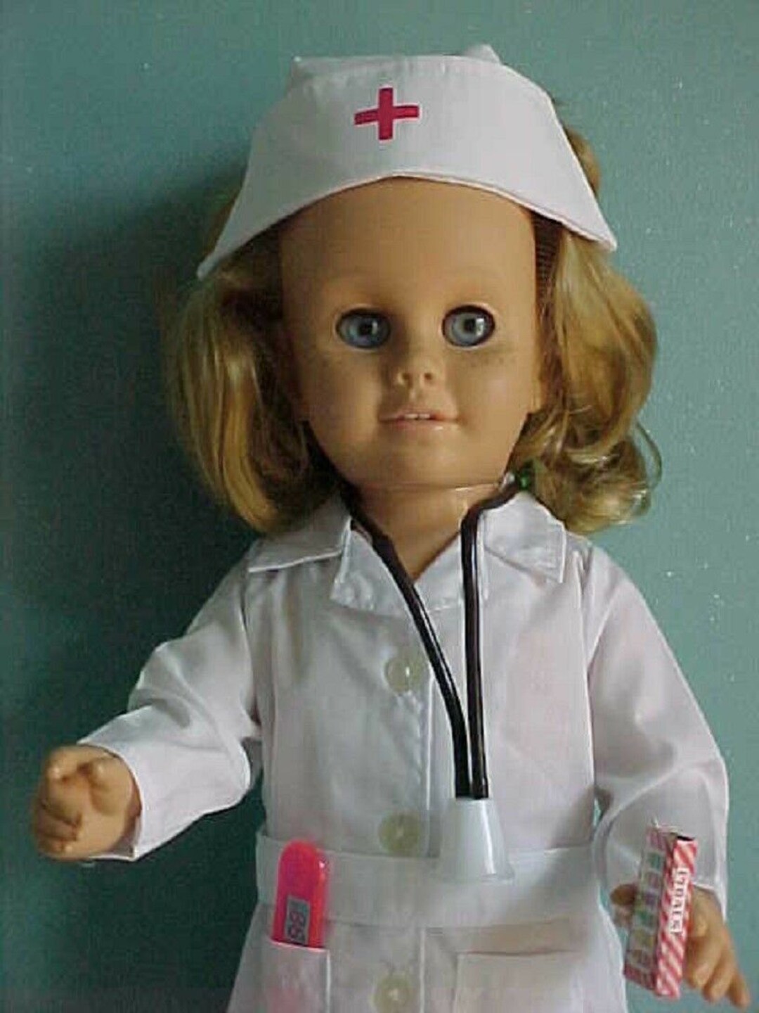 Retro Nurse Dress Scrub Coat + Cap Includes Medical Kit - Fits Chatty ...
