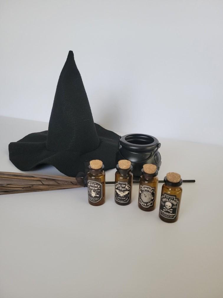 Handmade! 6-piece Black Witch Costume With Optional Hat Ties ...