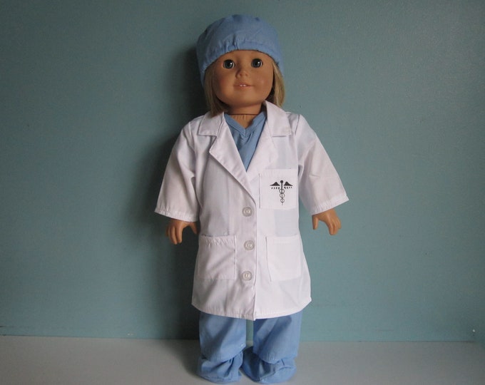 Six Piece Doctor Surgeon Set With Mask, Lab Coat, Scrubs, Booties and ...