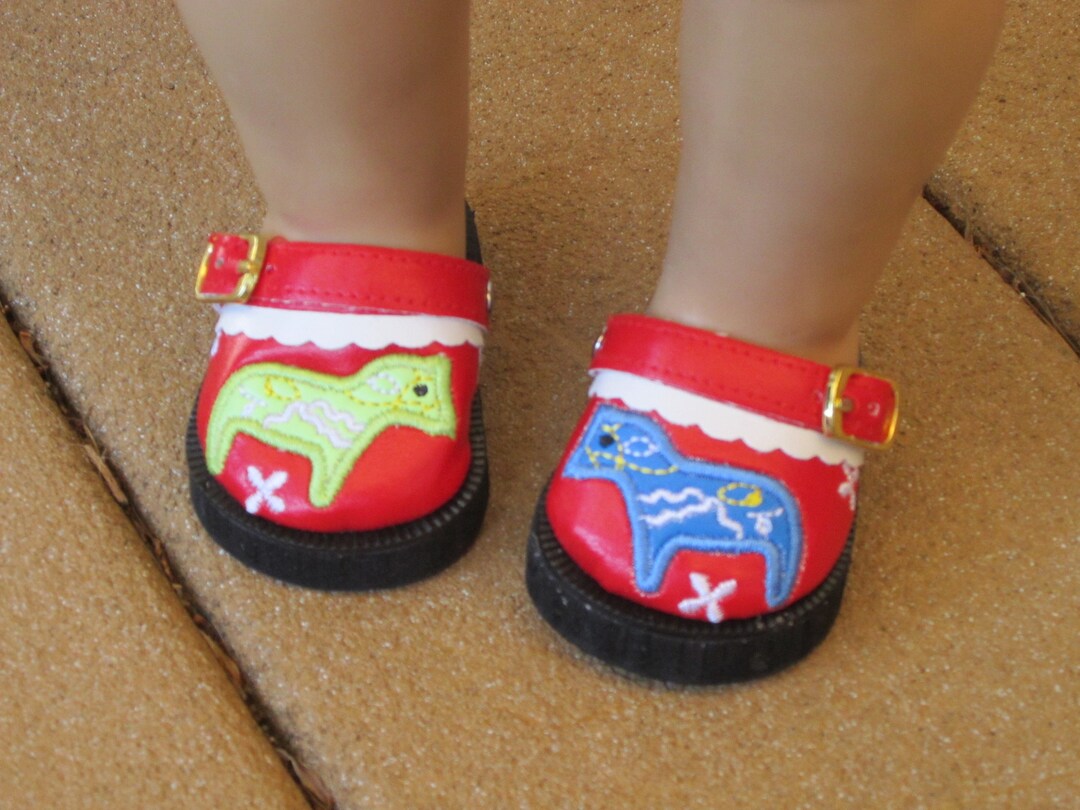 Dala Horse Red Swedish Scandinavian Clogs Shoes - Made to Fit American ...