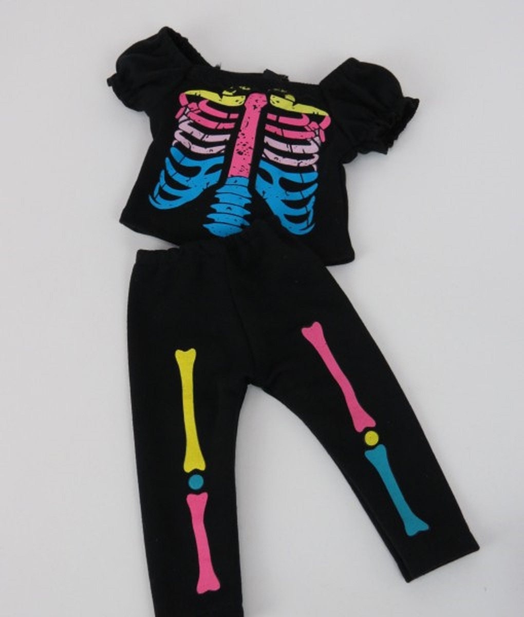 Colorful Bright Skeleton on Black Costume - Fun & Colorful With Nice ...