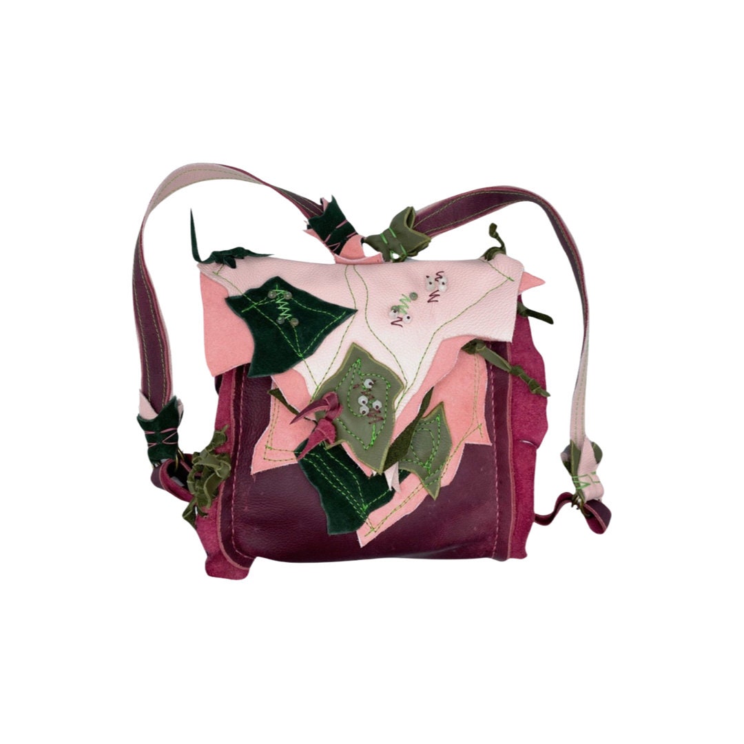 Small Leather Backpack Purse, Handmade Leather Bag, Leather Leaf ...