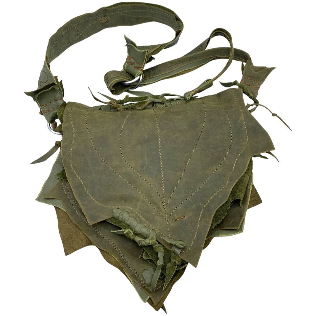 Leather Leaf Bag, Green Leather Bag, Urialmagic Leaf Bag, Leather Fairy ...