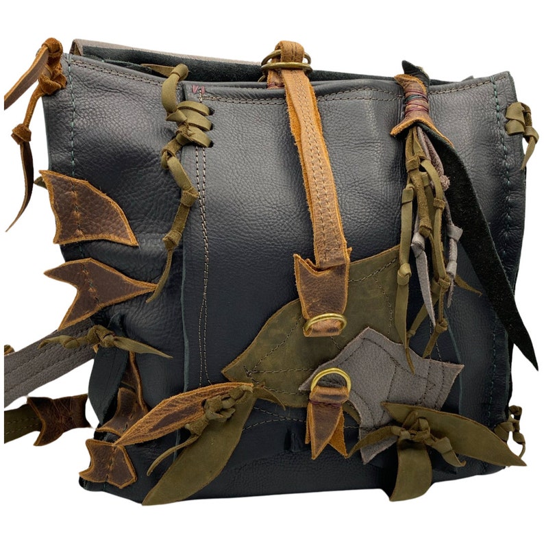 Handmade Leather Forager Backpack: Leafy Boho Hiking Bag - Etsy
