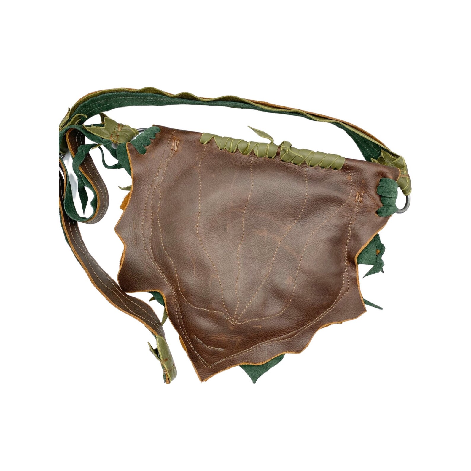 Brown and Green Handmade Leather Crossbody Bag Urial Magic - Etsy