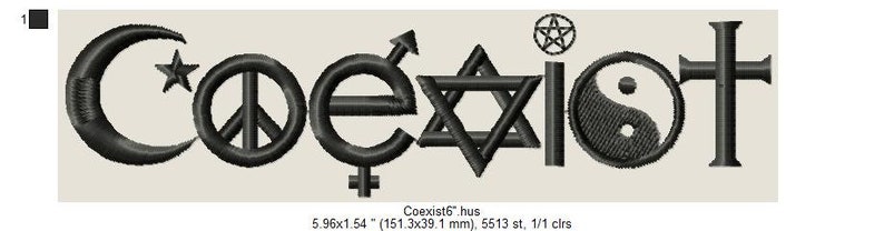 Coexist Embroidery Machine Design. Six Sizes: 5'' | Etsy