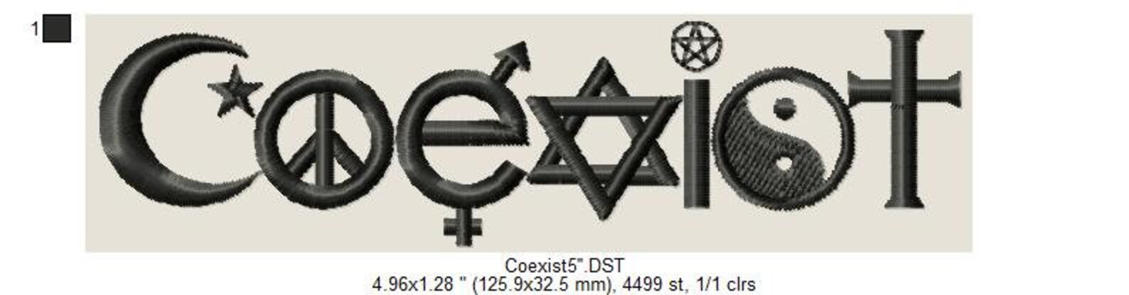 Coexist Embroidery Machine Design. Six Sizes: 5'' | Etsy