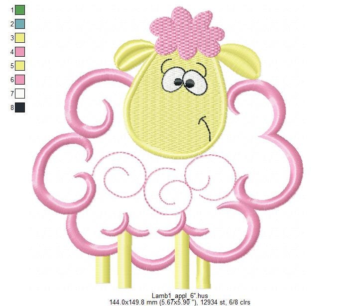 Lamb Applique Design for Embroidery Machine. 4'', 5'', 6'' - Etsy