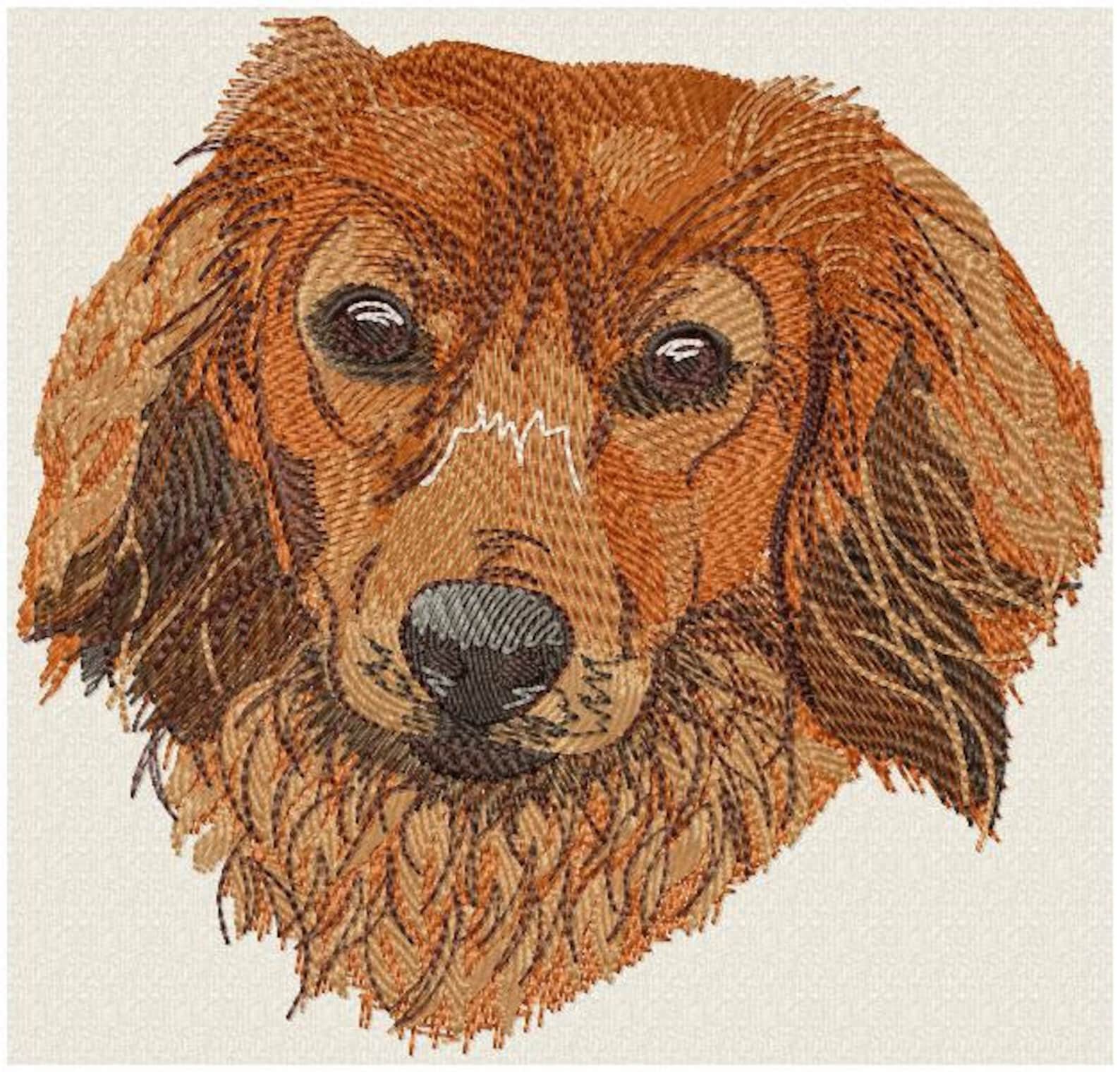 Realistic Longhaired Dachshund Embroidery Design – Pet Memorial Art ...