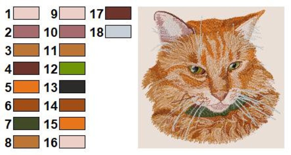 Maine Coon Ginger Cat embroidery design. Design for | Etsy