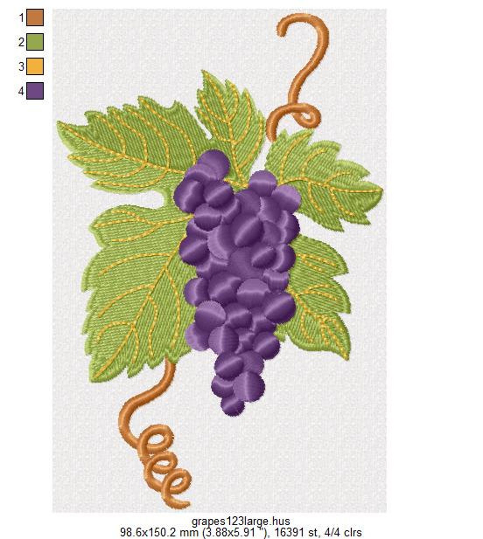 Motif de broderie de raisins pour machine à broder. 5 x - Etsy France