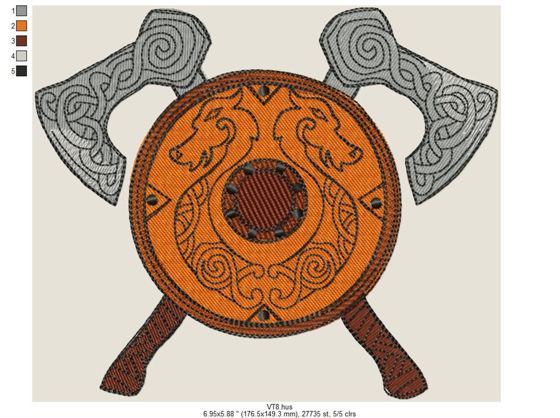 Viking Shield Embroidery Design for 7'' and 6'' Hoop. All Formats ...