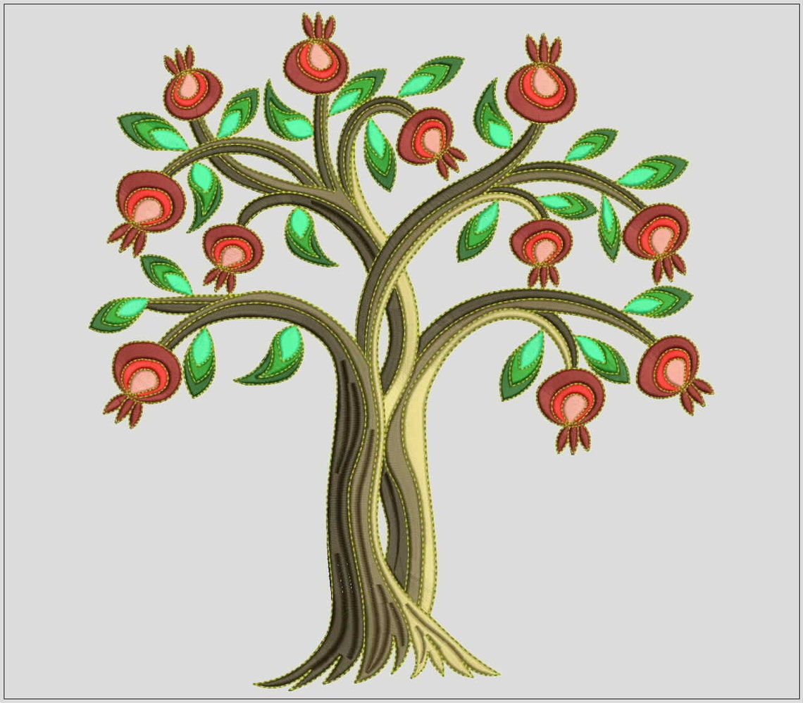 Pomegranate Tree design for embroidery machine. | Etsy