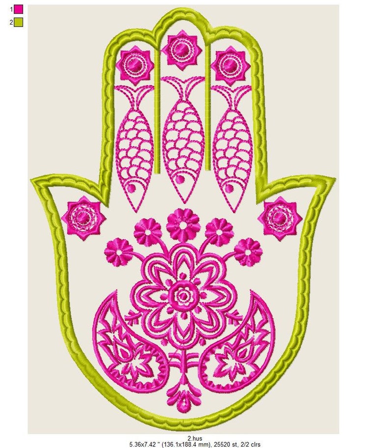 Hamsa Embroidery Design. the Size 7 1/2''. Design for Embroidery ...