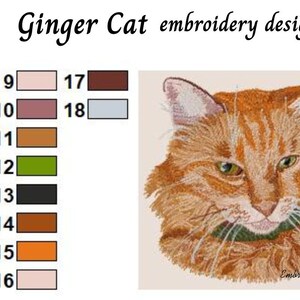 Maine Coon Ginger Cat Embroidery Design. Design for Embroidery Machine ...
