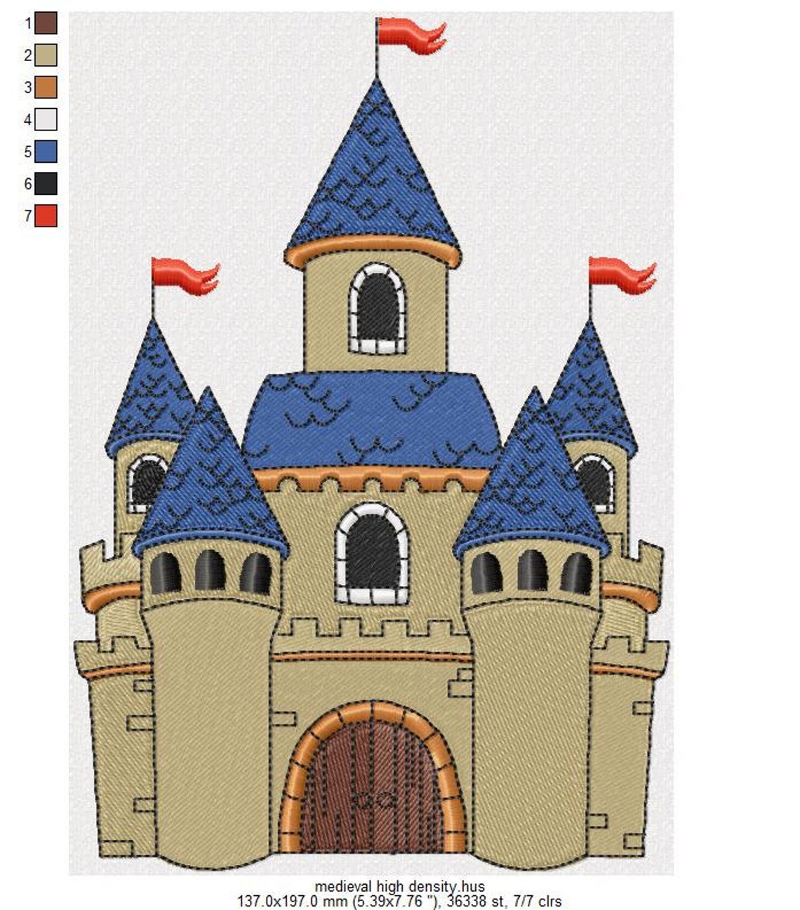Medieval Castle. Embroidery Design for Embroidery Machine. | Etsy