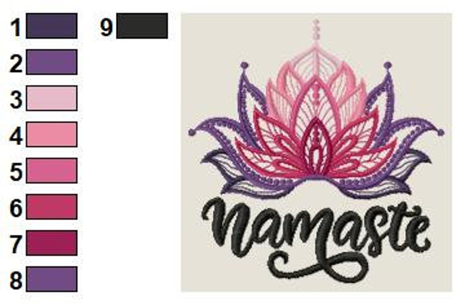 Namaste Embroidery Design for 6'' Hoop. Multicolor Design for ...