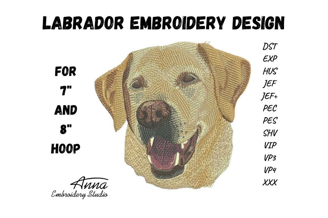 Labrador Embroidery Design for 8'' Hoop. 7.24''x6.9'' (184cm/175 Cm ...