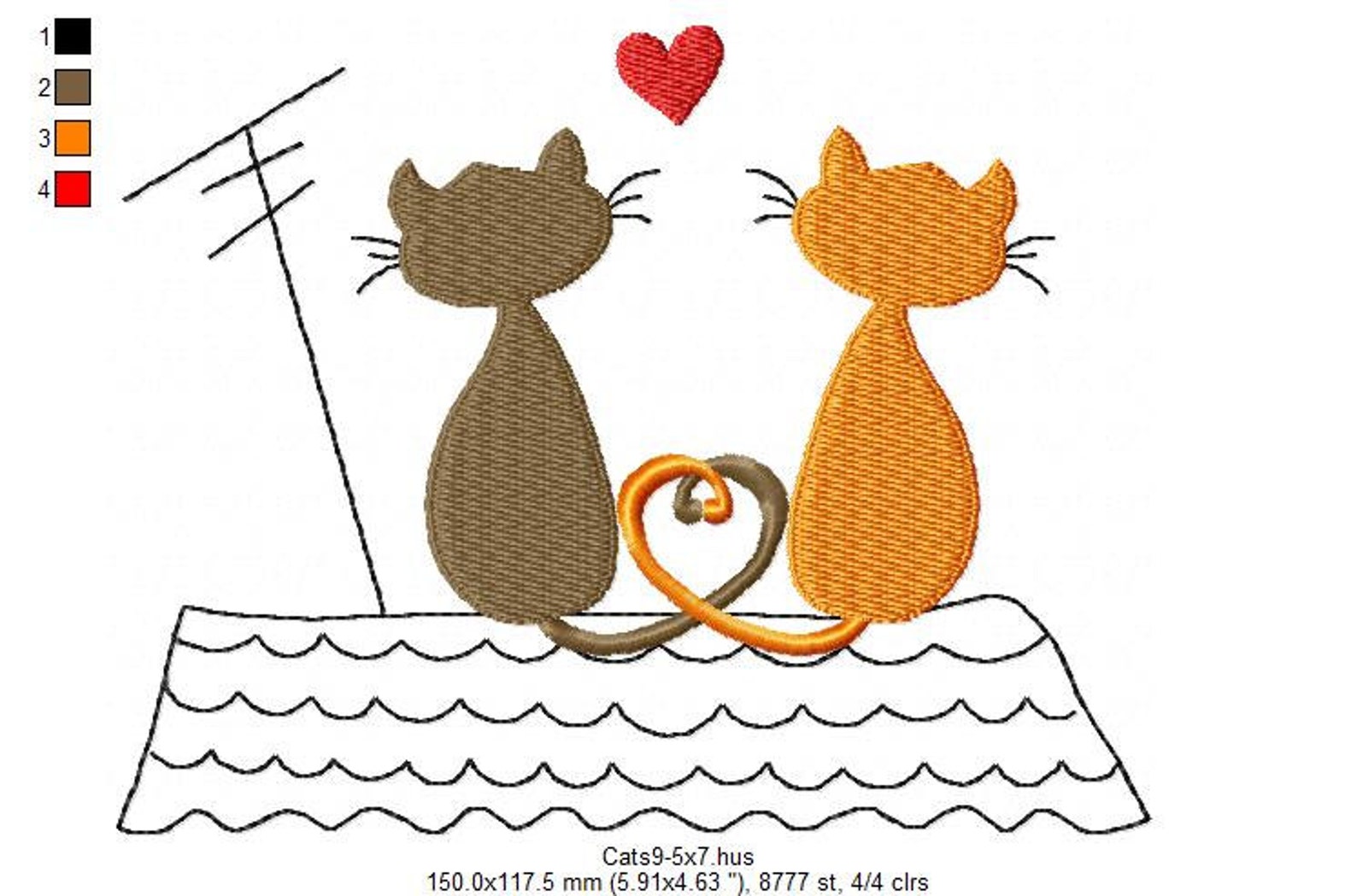 Embroidery Design. Two Cats on a Roof. Designs for Embroidery | Etsy