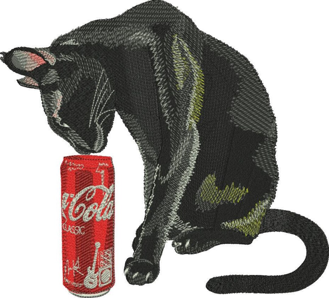 Cat Embroidery Design. 7.8'' and 9.7'' (198 and 246 Mm) Designs. Black ...