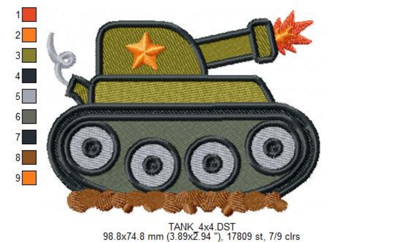 Tank Embroidery Design. Design for Embroidery Machine. 4x4 and | Etsy