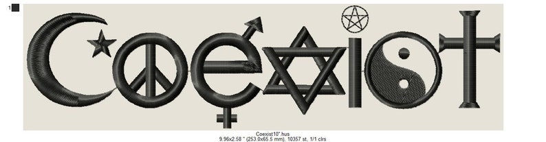 Coexist Embroidery Machine Design. Six Sizes: 5'' | Etsy
