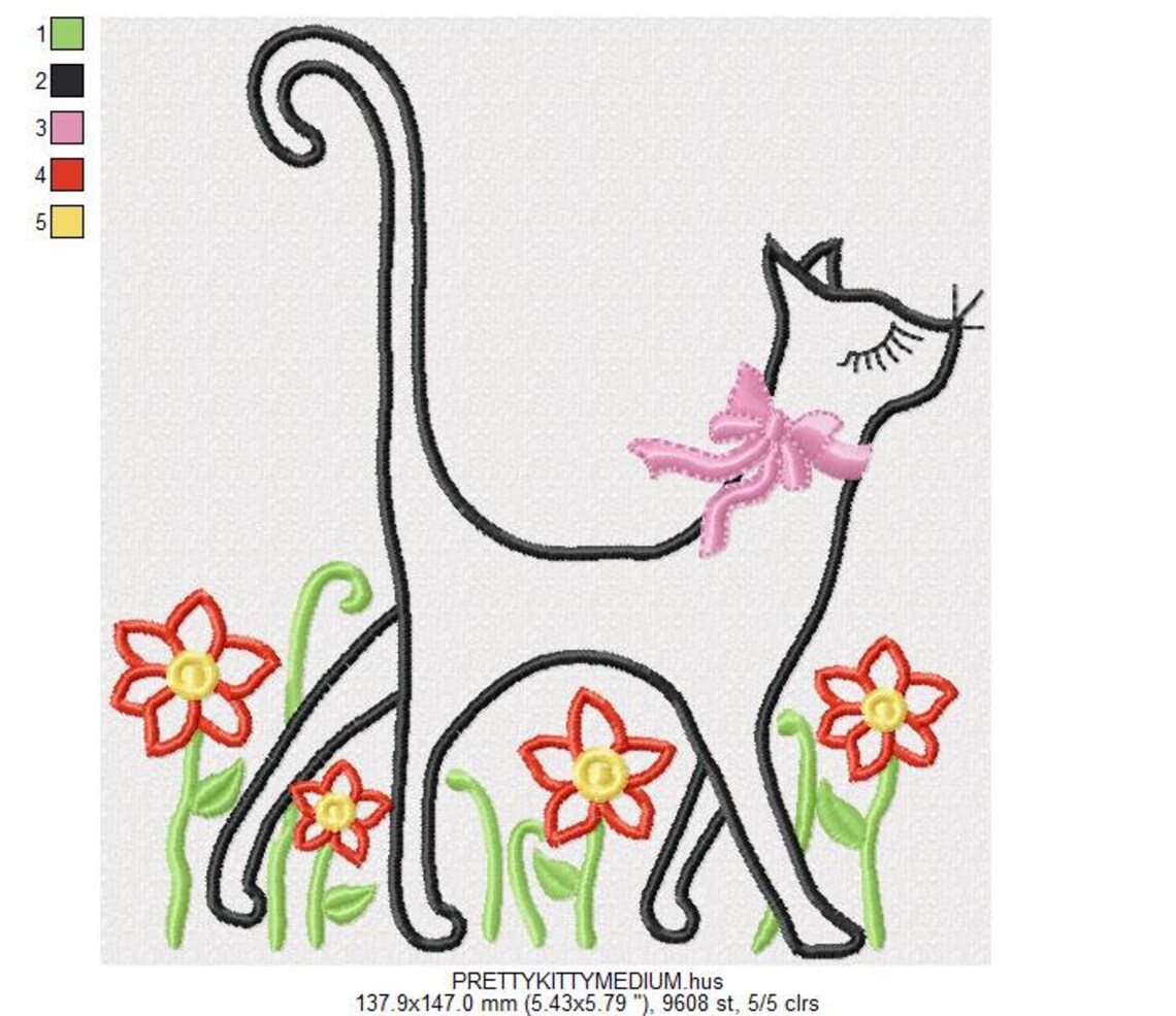 Pretty Kitty Embroidery Design. Design for Embroidery Machine. | Etsy