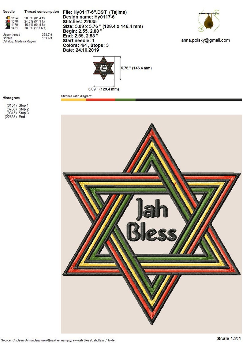 Jah Bless embroidery design. Three sizes: 4'' | Etsy