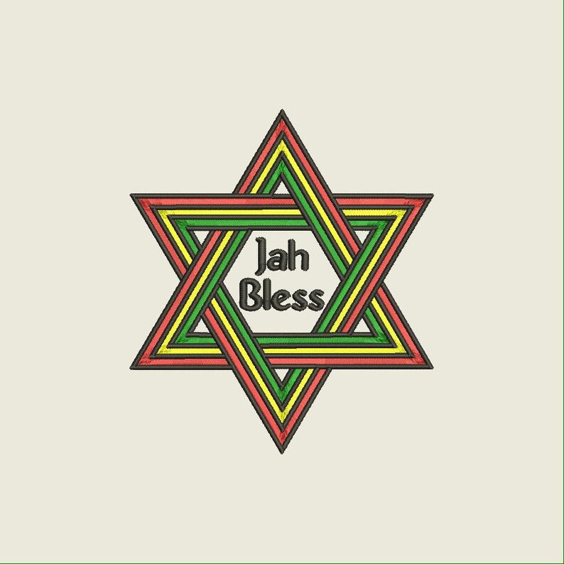 Jah Bless Embroidery Design: Rastafari Star (all Formats) - Etsy