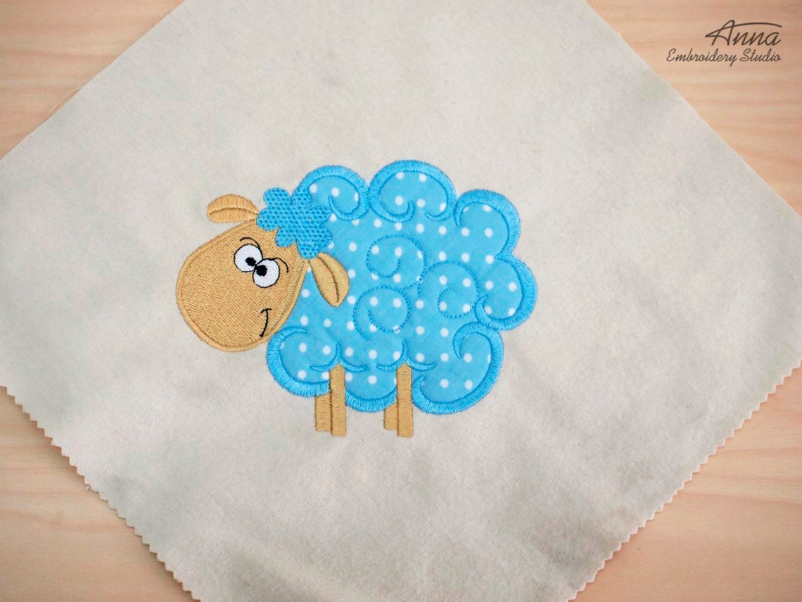 Set of Three Designs. Lamb Applique Design for Embroidery Machine. 4 ...