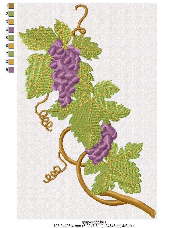 Grapes Embroidery Design for Embroidery Machine. | Etsy