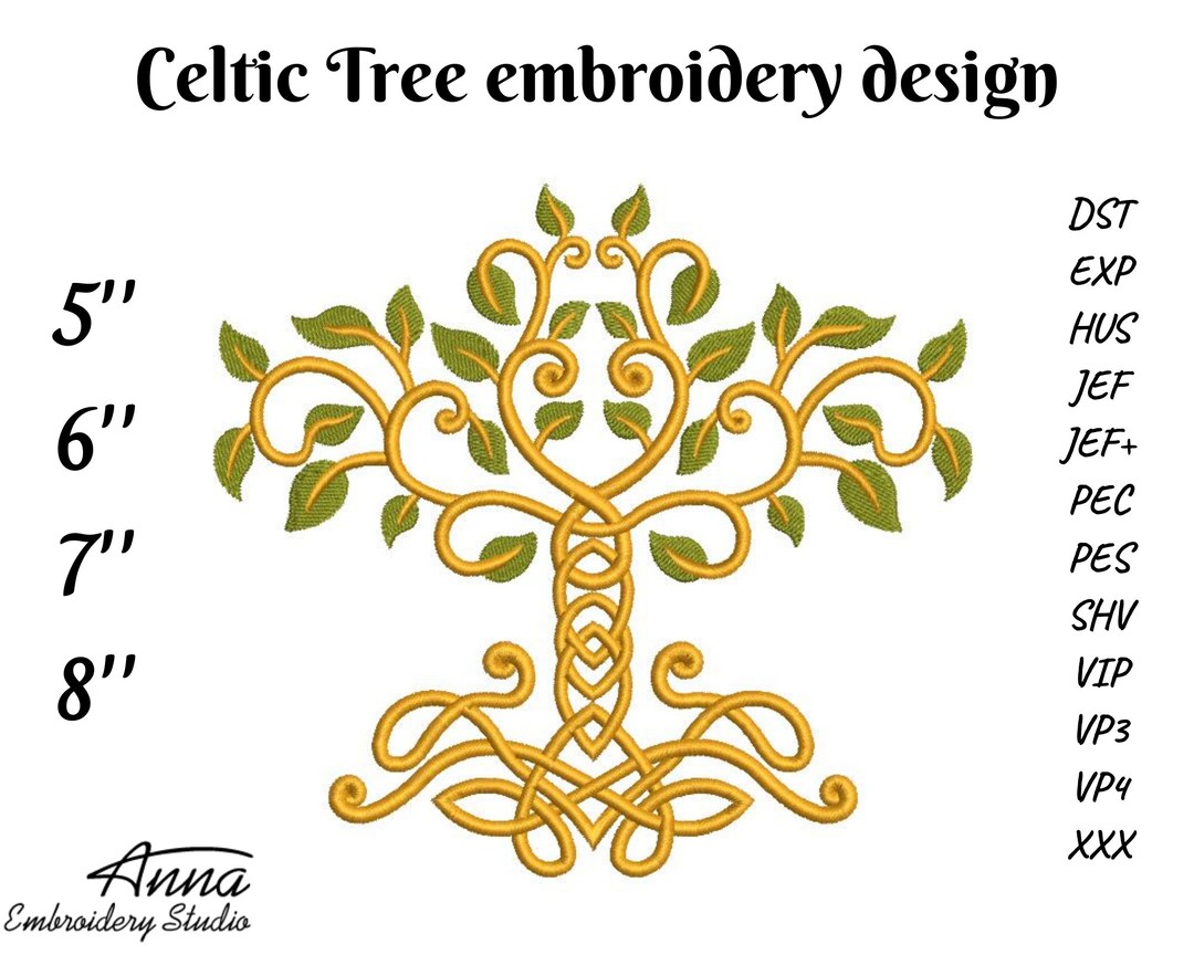 Celtic Tree Embroidery Design. 5'', 6'', 7'', 8'' Hoop. All Formats ...
