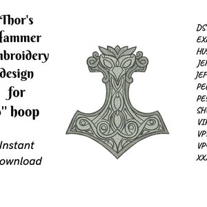 Thor's Hammer Embroidery Design for 6'' Hoop. All Formats. Instant ...