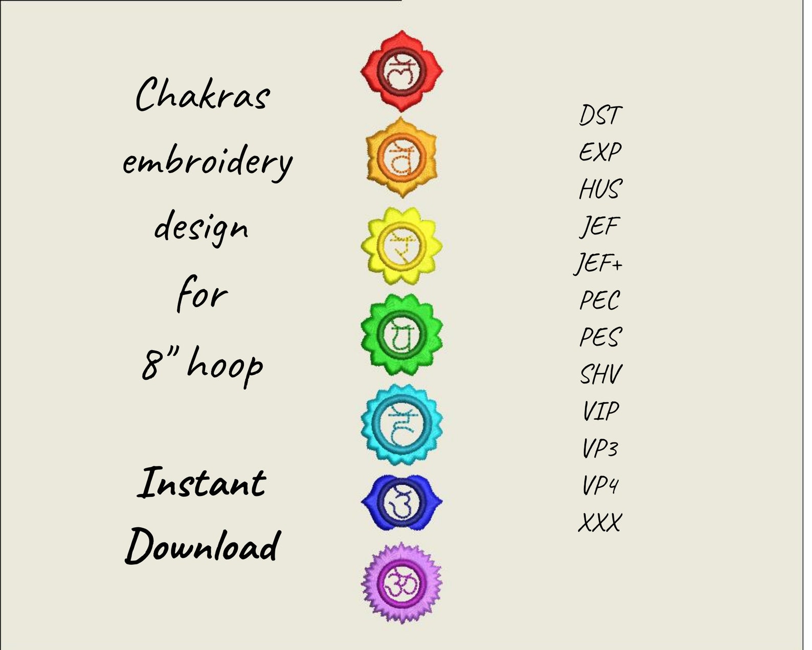 Chakras Embroidery Design for 8''hoop. the Size is | Etsy