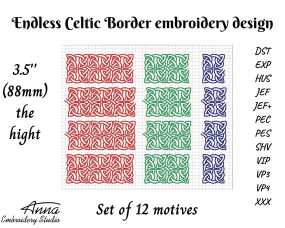 Endless Celtic Border. Set of 12 Motives. Design for | Etsy