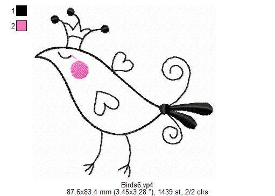 Funny birds embroidery design for 4'' hoop. Set of 6 | Etsy