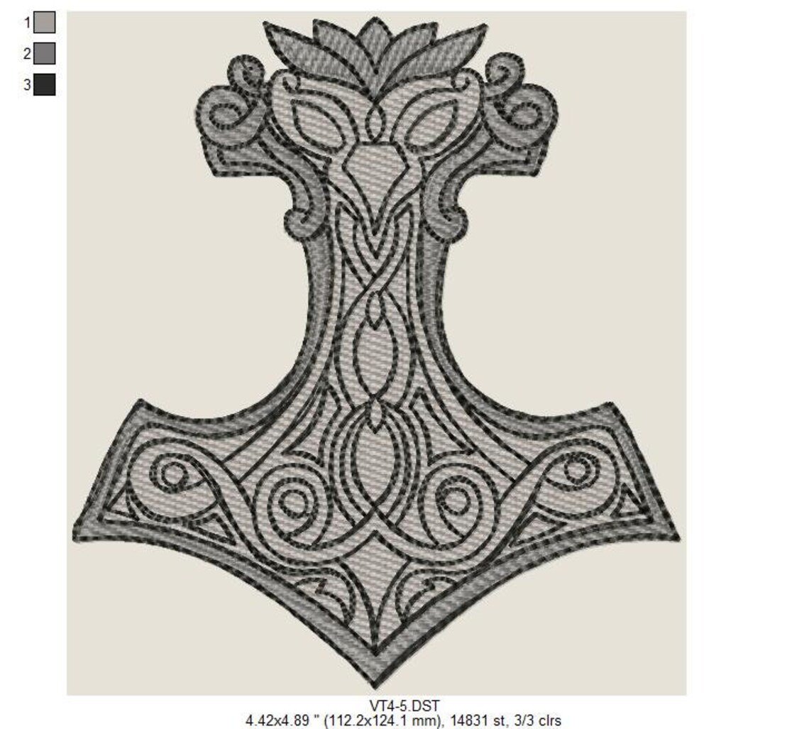 Thor's Hammer Embroidery Design, Viking Celtic (5'' Hoop) (instant ...