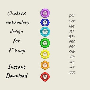 Chakras Embroidery Design for 7''hoop. the Size is 1''/7'' (24/176mm ...
