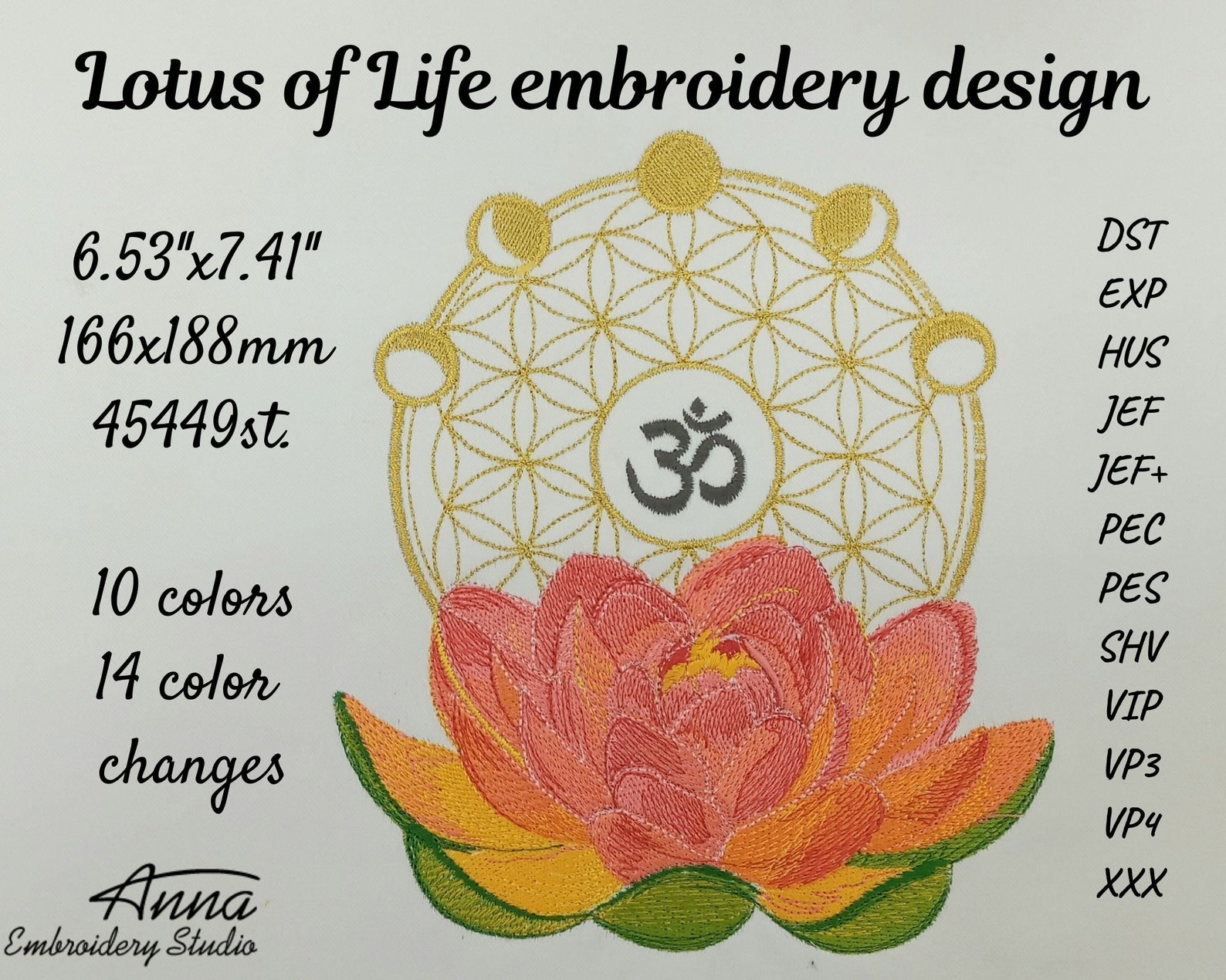 Lotus of Life Embroidery Design for 8'' hoop. Split | Etsy