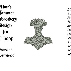 Thor's Hammer Embroidery Design, Viking Celtic (5'' Hoop) (instant ...