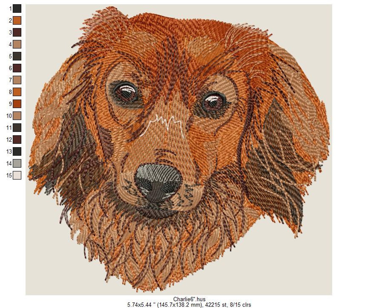 Long Haired Dachshund. Embroidery Design for Dog Lovers. Design for ...